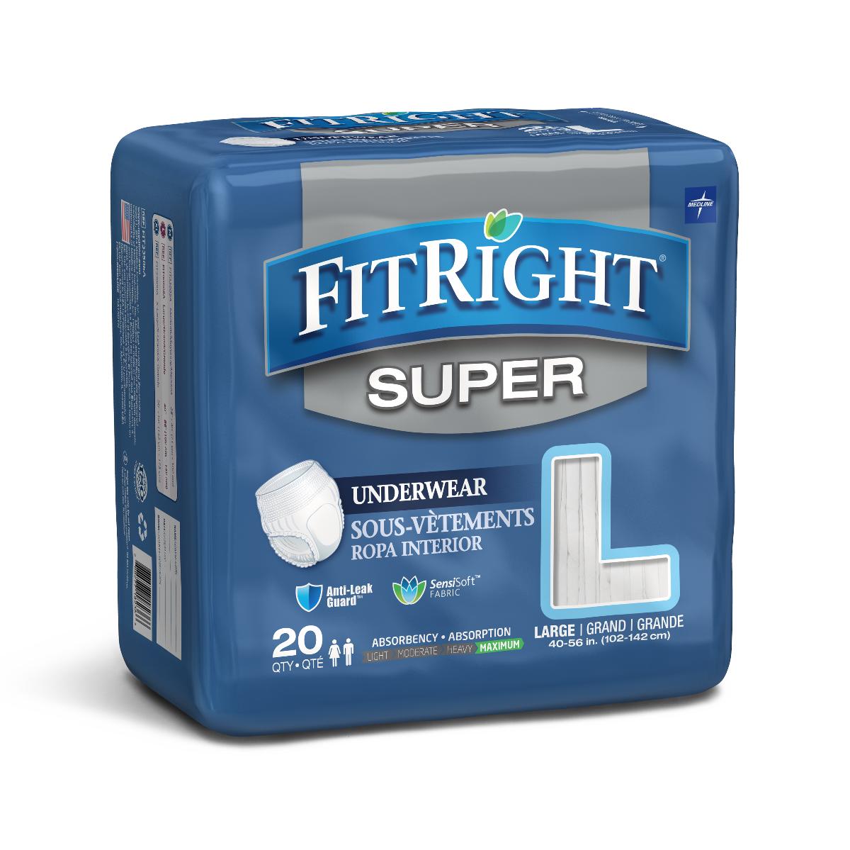 FitRight Super Adult Incontinence Underwear,Large Case of 80 – HomeSupply