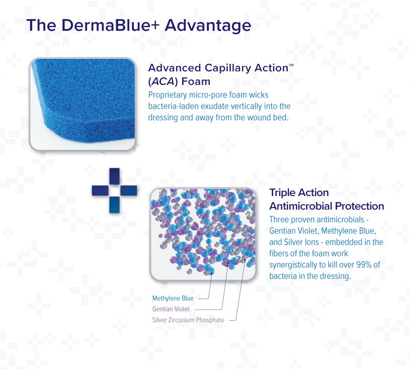 DermaBlue+ Foam Wound Dressing, 4″x 4″, Box of 10 – HomeSupply